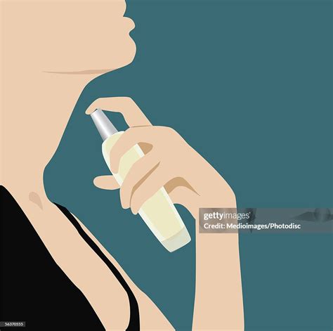 Side Profile Of A Woman Spraying Perfume On Her Neck High Res Vector