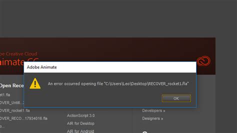 Solved Question An Error Occurred Opening File Adobe Ani Adobe Community 9405336