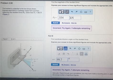 Solved The Bracket Is Subjected To The Two Forces Shown