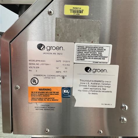 2019 Groen 40 Gallon Electric Manual Tilt Skillet Bpm 40ec From School