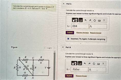 Calculate the current through each resistor in Figure if each resistance R kΩ and V