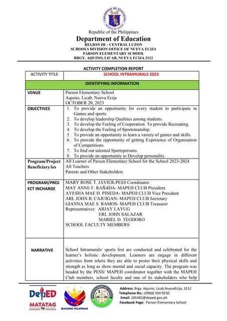 Intramurals Opening Program Script Docx