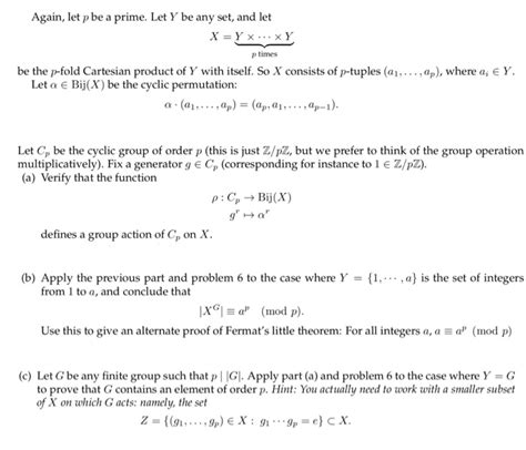 Solved Again Let P Be A Prime Let Y Be Any Set And Let X Chegg Com