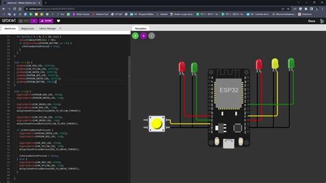 atividade simulada com esp32 semáforo de veículos e pedestre com botão de ativação youtube