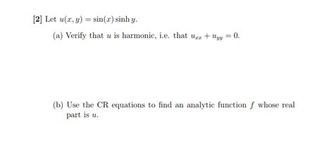 Solved 2 ﻿let Uxysinxsinhya ﻿verify That U ﻿is