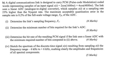 Solved B A Digital Communications Link Is Designed To Carry