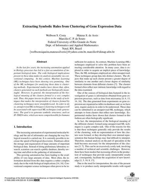 pdf extracting symbolic rules from clustering of gene expression data