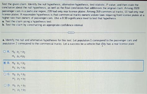 Solved Identify The Test Statistic Type An Integer Or A