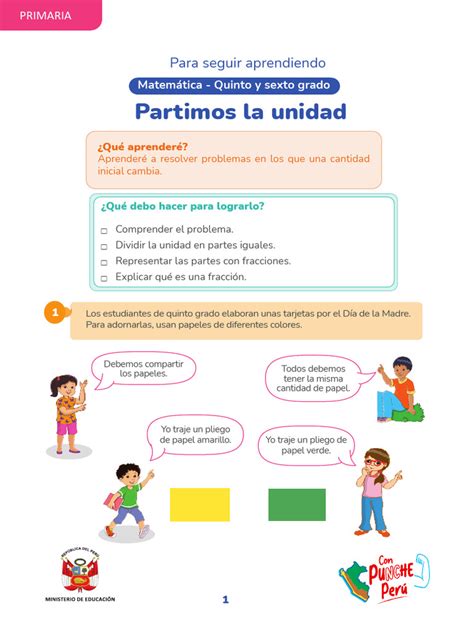 Partimos La Unidad Matemática Quinto Y Sexto Grado Pdf