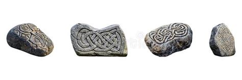 Ancient Celtic Stone Carvings Set Historical Artifacts And Cultural