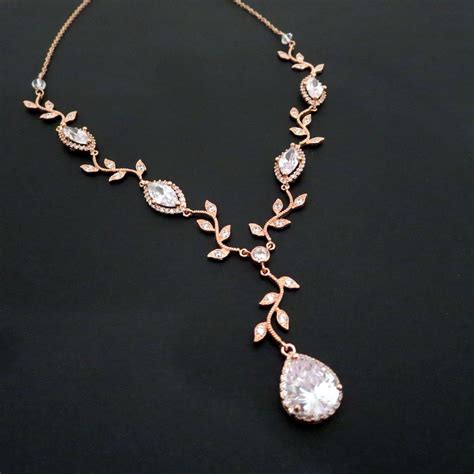 Bridal Necklace Rose Gold Necklace Rose Gold Bridal Jewelry