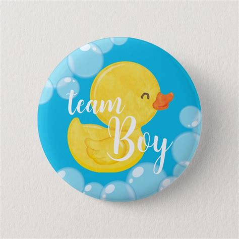 Rubber Duck Gender Reveal Team Boy Button Zazzle Gender Reveal