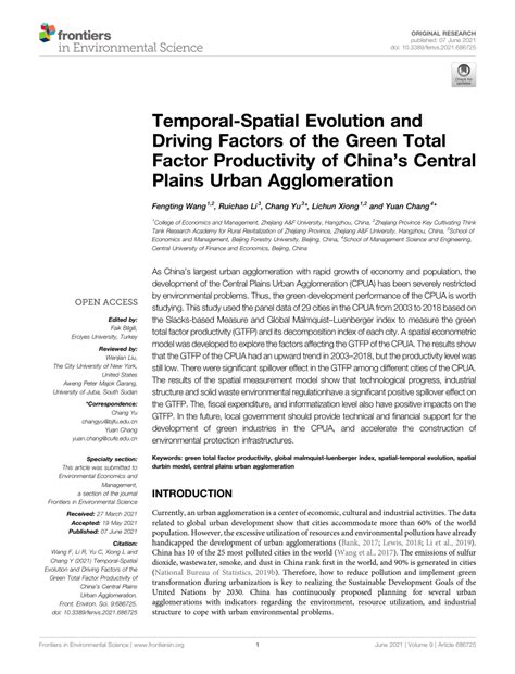 Pdf Temporal Spatial Evolution And Driving Factors Of The Green Total Factor Productivity Of
