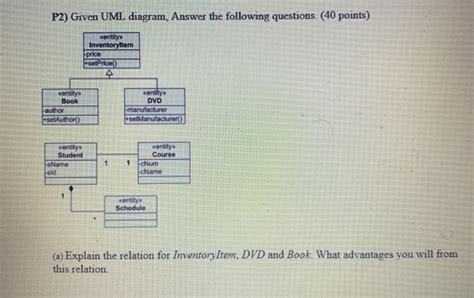 Solved P2 Given Uml Diagram Answer The Following