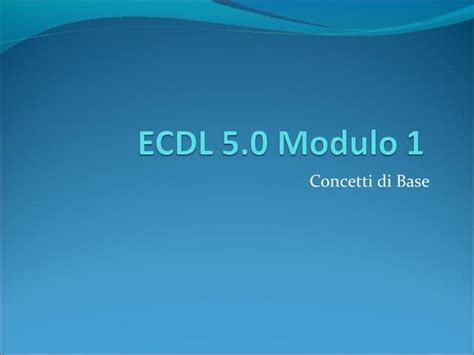 Ecdl Modulo 1 Odp