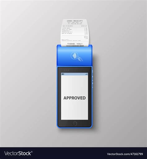 3d Blue Nfc Payment Machine With Approved Vector Image