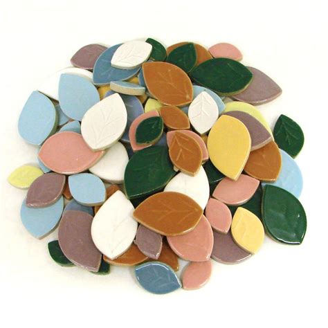 Assorted Ceramic Leaf Tiles 1 Lb