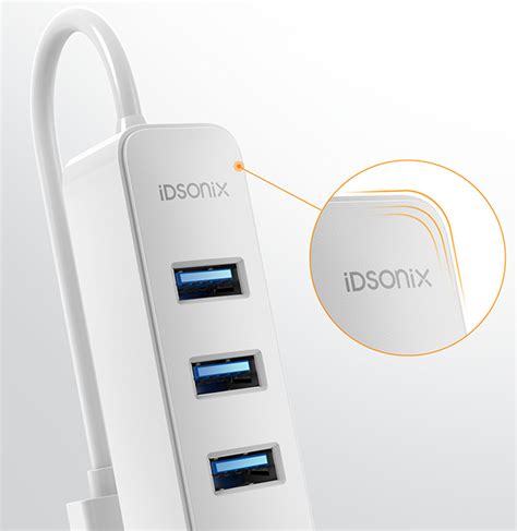 IDsonix USB A To 7 Port USB 3 0 Hub White IDSONIX IAU3 7A 015 WH EP Mwave