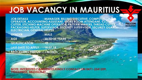 Job Vacancy In Mauritius Falcon Recruiters Facebook