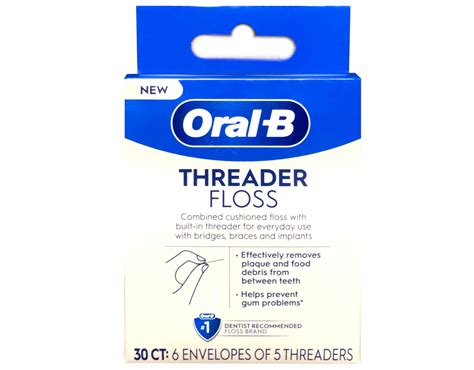 Oral B Threader Floss Built In Threader Tip 30 Count Packets Pack Of 6 Bridges Braces