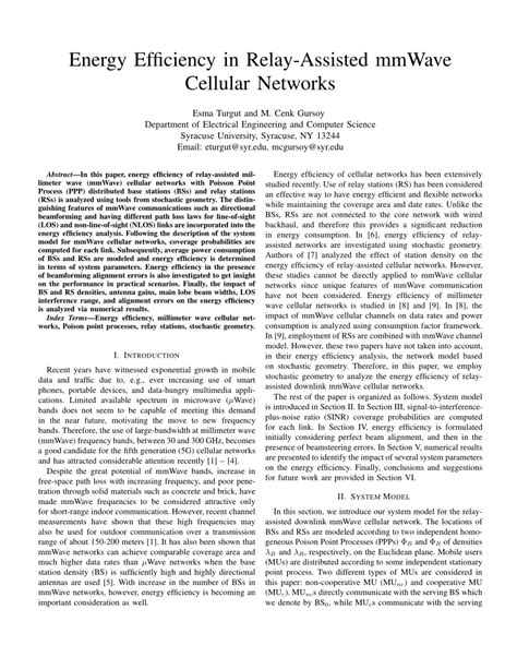 Pdf Energy Efficiency In Relay Assisted Mmwave Cellular Networks