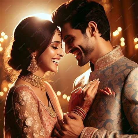 Indian Couple In Traditional Attire Enjoying A Moment Together During