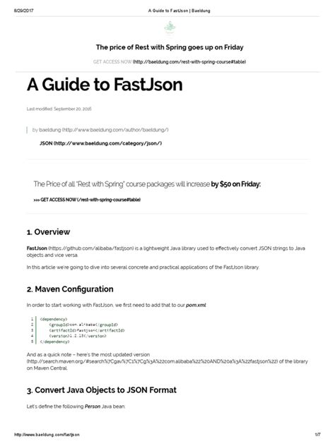 A Guide To Fastjson Baeldung Pdf Json Parameter Computer