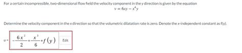 solved for a certain incompressible two dimensional flow