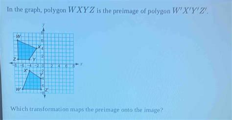 solved in the graph polygon wxyz is the preimage of polygon w x y z