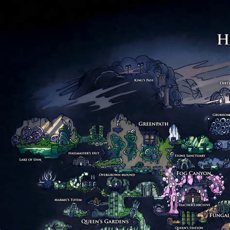 Hollow Knight Map Poster Map Of Hallownest Video Game Art Gaming
