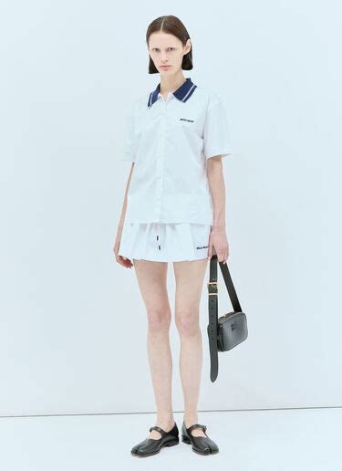 Miu Miu Womens Poplin Mini Skirt In White Ln Cc®