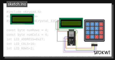 Print Keypad Values On LCD Display Wokwi ESP32 STM32 Arduino Simulator