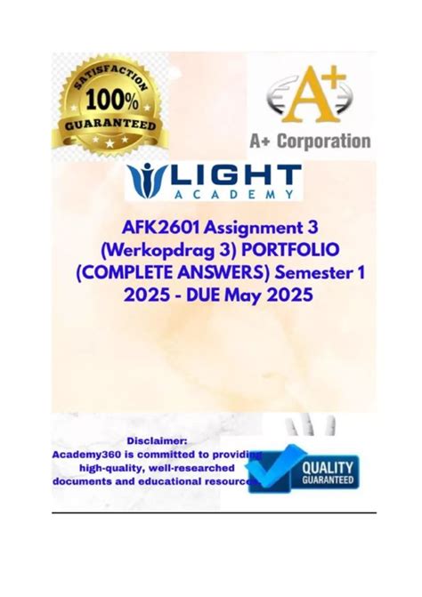 Afk2601 Assignment 3 Werkopdrag Portfolio Complete Answers