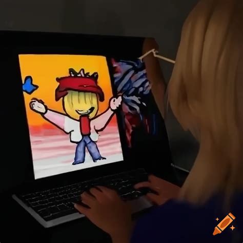 Roblox Chibi Character Coding On A Laptop On Craiyon