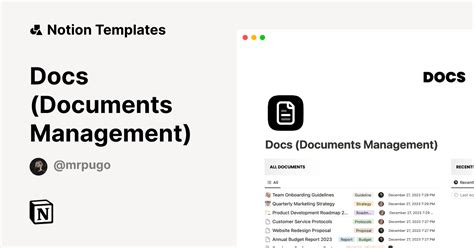 Docs Documents Management Template By Mrpugo Notion Marketplace