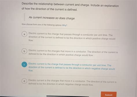 Solved Describe The Relationship Between Current And Charge