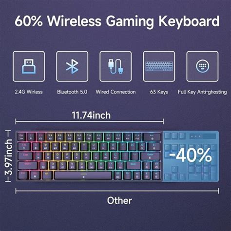 TMKB T63 Gaming Keyboard Wireless Triple Mode BT5 0 2 4G USB C Mechanical Keyboard Wireless 63