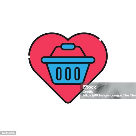 쇼핑 위시리스트 아이콘 벡터 일러스트레이션 전자 상거래 온라인 상점 및 마켓 플레이스 웹 사이트 모바일 로고 기호 버튼 기호 앱 Ui를위한 사랑 모양 아이콘 디자인 개념쇼핑