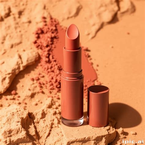 Elegant Lipstick Displayed On A Warm Earthy Background Of Makeup