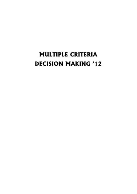 pdf multiple criteria decision making 12 · multiple criteria