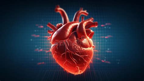 illustration of heart with graph of heartbeat generative ai stock