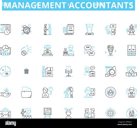 Management Accountants Linear Icons Set Analysis Budgeting