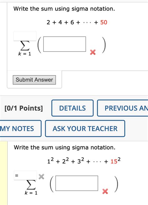 Solved Write The Sum Using Sigma Notation