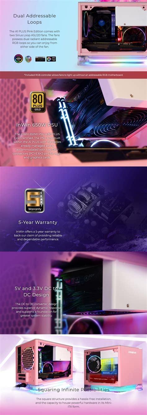 Buy InWin A Plus Mini ITX Case With W PSU Pink A PLUS PINK PC Case Gear Australia