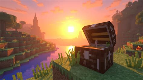 Cofre Grande Minecraft Con Espada En Paisaje Fondo De Pantalla 4k Id13754