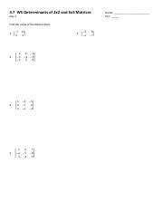 Calculating Determinants of 2x2 and 3x3 Matrices | Course Hero