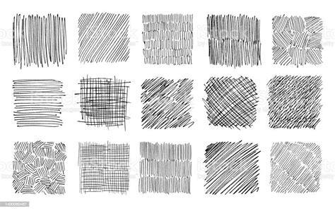 Berbagai Jenis Penetasan Dengan Pensil Pena Ilustrasi Stok Unduh Gambar Sekarang Bertekstur