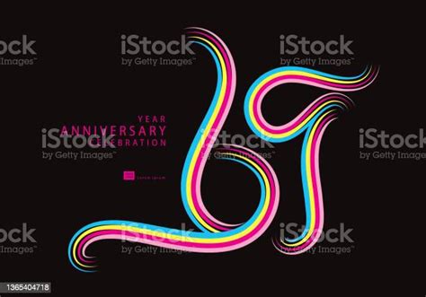 69주년 기념 기념 로고타입 컬러풀한 라인 벡터 69번째 생일 로고 69번 배너 템플릿 초대장 카드 및 포스터를 위한 벡터 디자인 템플릿 요소 2022년에 대한 스톡 벡터