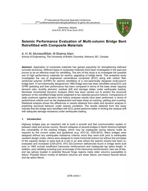 Pdf Seismic Performance Evaluation Of Multi Column Bridge Bent