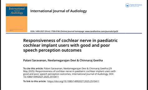 Pdf Responsiveness Of Cochlear Nerve In Paediatric Cochlear Implant Users With Good And Poor